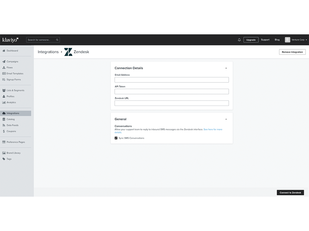 Klaviyo App Integration with Zendesk Support